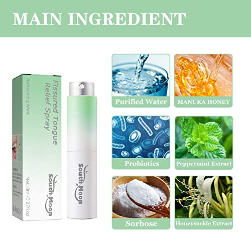 2Pc Fissured Tongue Relief Spray, Breath Freshener Spray for Tongue Treatment