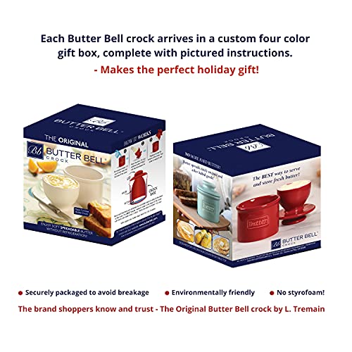 Butter Bell - The Original Butter Bell crock by L Tremain, a Countertop French Ceramic Butter Dish Keeper for Spreadable Butter, Cow Pattern, Black & White