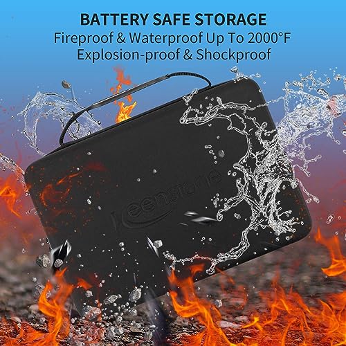 Keenstone Battery Organizer Storage Case, Fireproof Waterproof Explosionproof Battery Holder, Holds 199+ Batteries AA AAA C D 9V 18650, Battery Storage Box with Tester (Batteries Not Included)