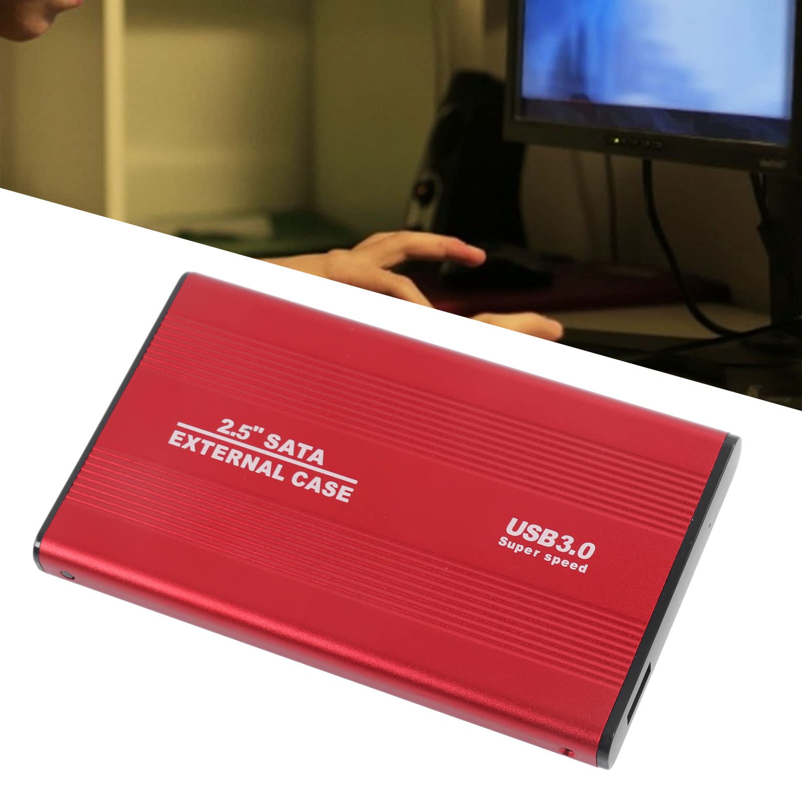 2.5 inch Hard Disk Enclosure, 5Gbps USB 3.0 External HDD Case, Support 4TB, Used for External Data Storage, for Laptops and Mac.(Red)