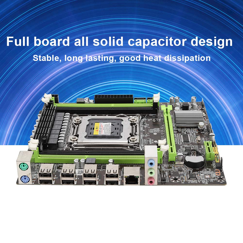 Hopcd Desktop Computer Motherboard, LGA 2011 Motherboard Support 1066/1333/1600 / 1866MHz DDR3+ RTL8111H Gigabit Network Card / SATA3.0+PCI-E /6-Channel Audio Chip