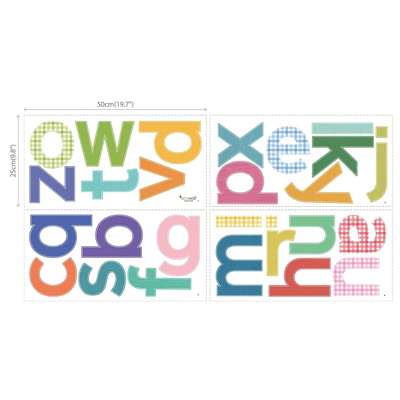 DECOWALL DW-1908 Pattern Alphabet Kids Wall Stickers Wall Decals Peel and Stick Removable Wall Stickers for Kids Nursery Bedroom Living Room d?cor