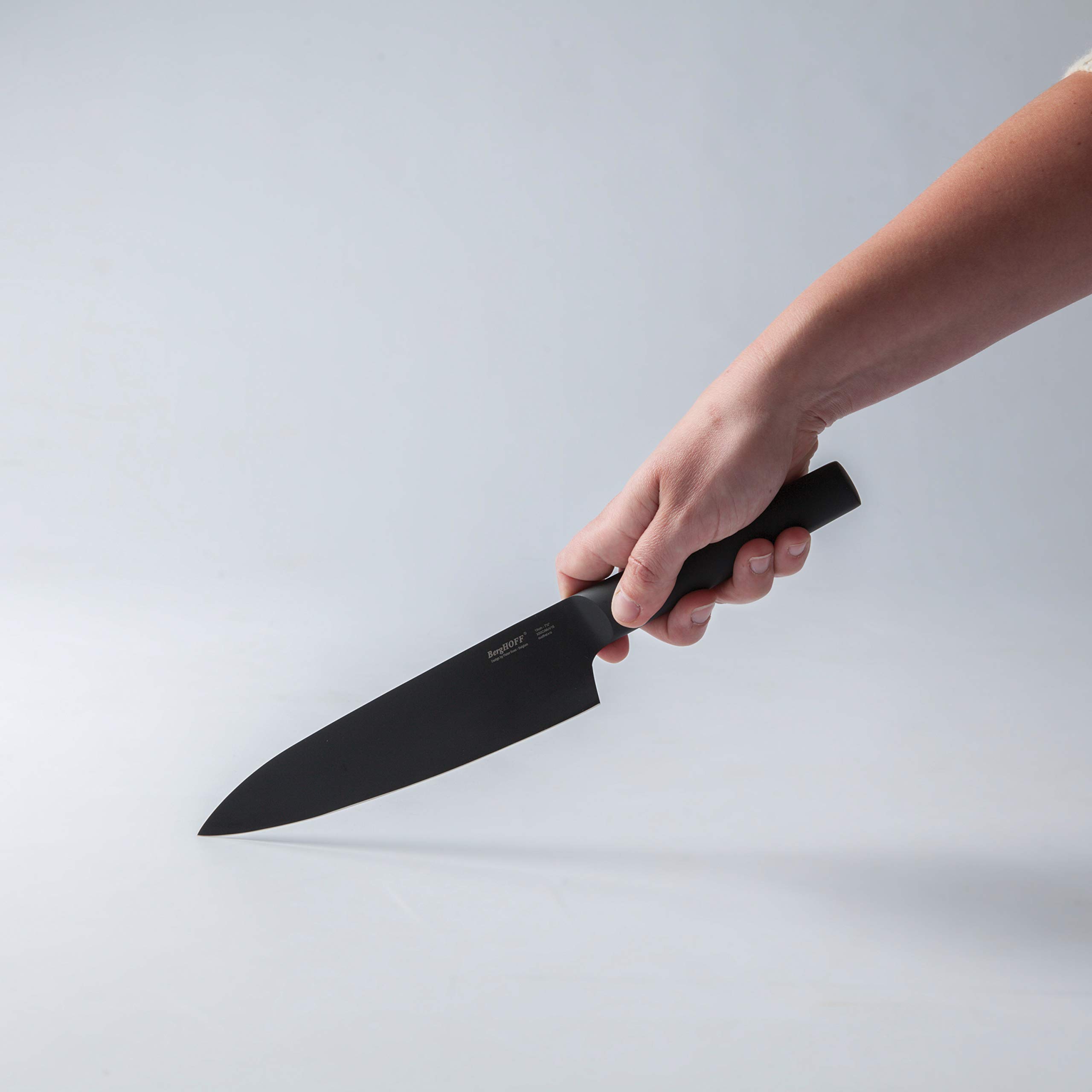 BergHOFF Ron Titanium Ceramic Coated Non-Stick Chef's Knife, Steel, Black, 7 x 3 x 35.5 cm