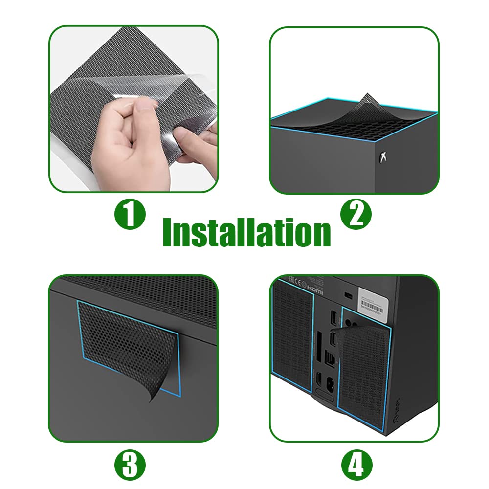3 Pack Dust Filter for Xbox Series X with 6 Thump Grip Caps, Top Case/Vent Dust Proof Filter Cover Dust-Proof Cover for Xbox Series X Console