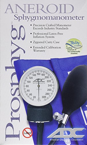 ADC Prosphyg 790 Manual Home Blood Pressure Kit with Attached Stethoscope, Self-Adjusting Adult Navy Cuff, and Black Carrying Case