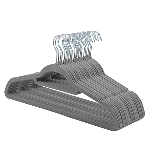ATZJOY Non Slip Space Saving Velvet Hangers (50 Pack, Gray)