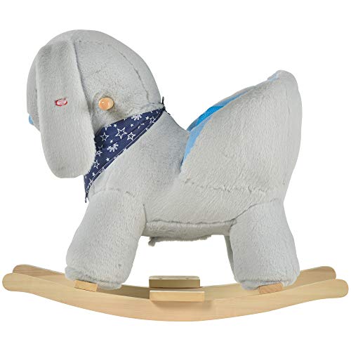 Qaba Kids Ride-On Rocking Horse Toy Bunny Rocker with Fun Play Music & Soft Plush Fabric for Children 18-36 Months