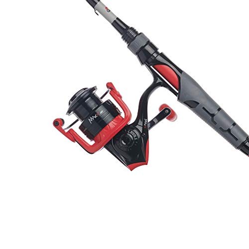 Abu Garcia 6’6” Max X Fishing Rod and Reel Spinning Combo, 3 +1 Ball Bearings with Lightweight Graphite Body & Rotor, Rocket Line Management System, Red, 30 - 6'6" - Medium - 1pc