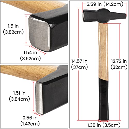 Blacksmith Tongs+Hammer Set Knife Making Tongs Wolf Jaw V-Bit Tongs Starter Beginner Bladesmith Metalworking Forge Anvil Vise Tool 0000811-1000 (3 PCS)