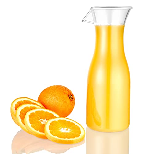 Carafe Juice Jar Beverage Decanter, Clear Acrylic Wine / Juice Decanter with Lid, 20 oz.