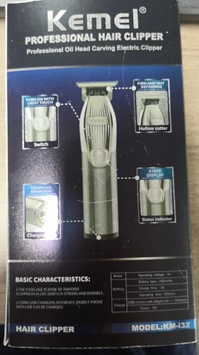 Kemei 0mm Baldheaded Hair Clippers for Men Professional Cordless Hair Trimmer Beard Trimmer with T Blade Zero Gapped Rechargeable Grooming Kit