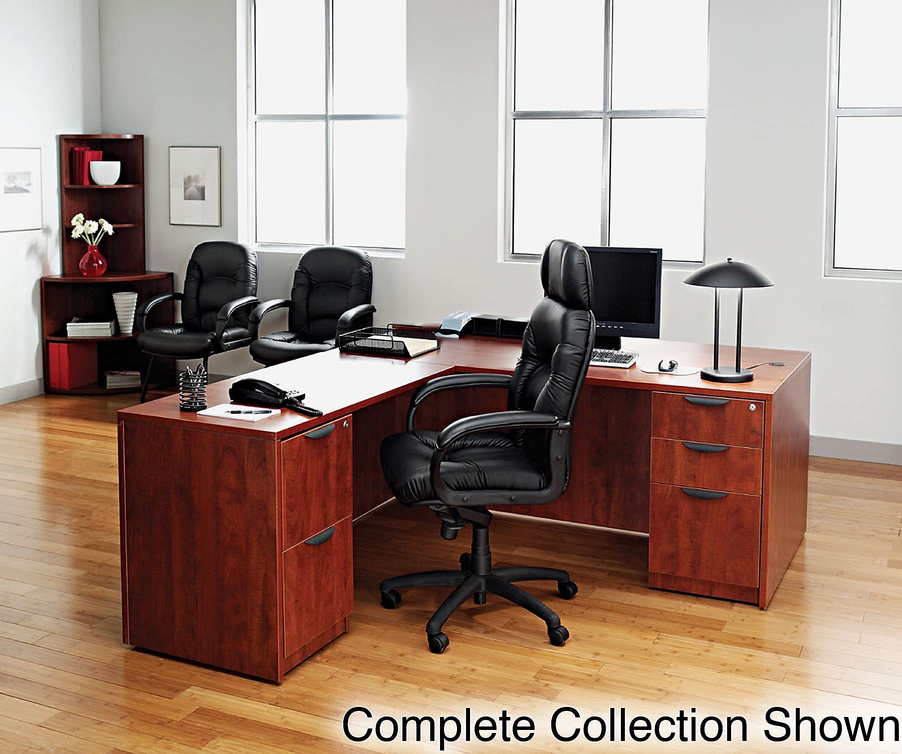 Alera Valencia Series Straight Front Desk Shell, 65" X 29.5" X 29.63", Medium Cherry