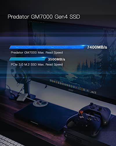 acer Predator GM7000 1TB NVMe Gen4 Gaming SSD, M.2 2280, Compatible with PS5, PCIe 4.0 Internal PC Solid State Hard Drive Up to 7400MB/s - BL.9BWWR.105