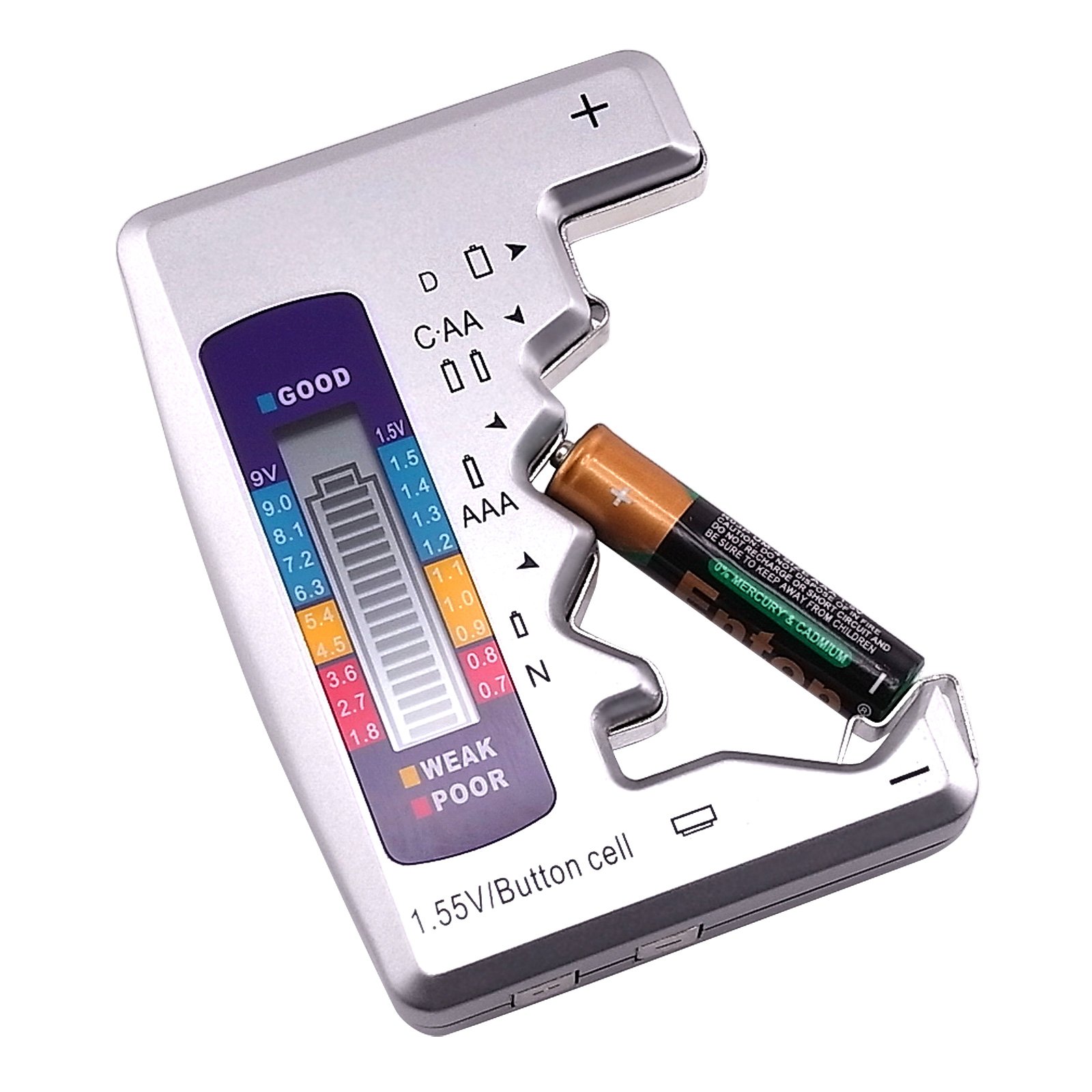 Battery Tester Checker Seven Type of Battery C AA AAA D N 9V (6F22) and 1.55V Batteries…