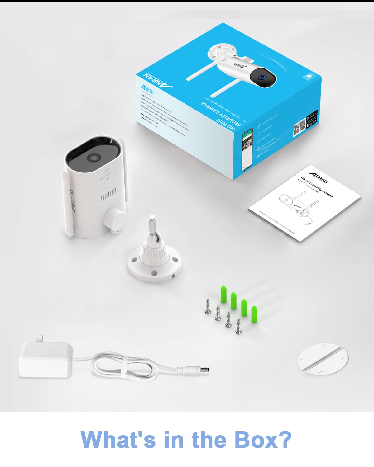 ANRAN Security Camera Outdoor with Pan Rotation 180° Feature, 1080P WiFi Outdoor Security Cameras for Home, IP65 Waterproof, Plug-in Power, 2.4G WiFi, SD and Cloud Storage, B4 White