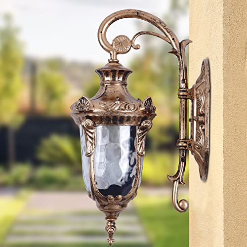 Bazargame Outdoor Wall Lantern,Outdoor Lighting Lantern Lamp,Dusk to Dawn Sensor Outdoor Wall Sconce,for Courtyard Garden House Garage Entrance(Bronze)