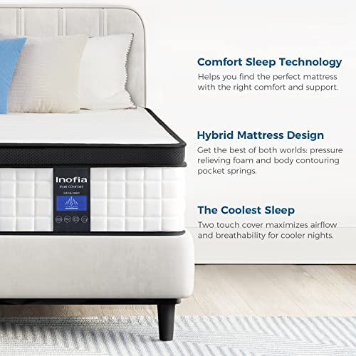 Inofia Full Size Mattress 10 Inch, Hybrid Full Mattress in a Box, Breathable Comfortable Mattress, Supportive & Pressure Relief, Full,101-Night Trial, 10 Year Support