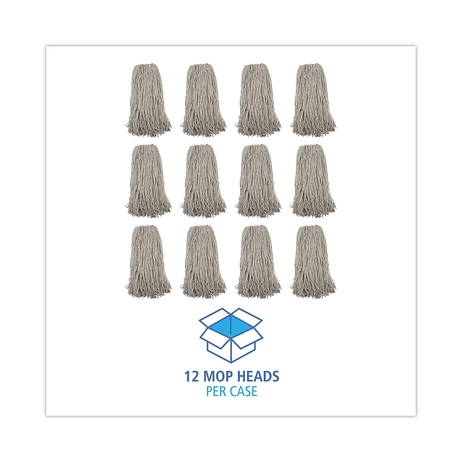 Boardwalk 232C Mop Head, Premium Standard Head, Cotton Fiber, 32oz, White, 12/carton