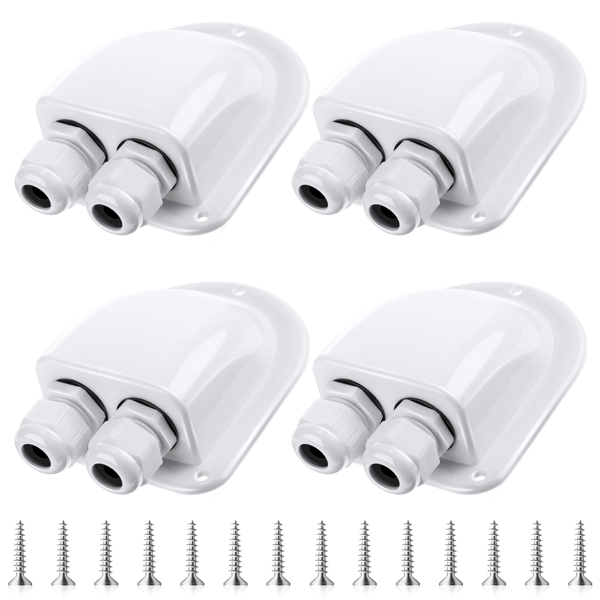 4 Pieces Solar Double Cable Entry Gland for All Cable Types 13AWG to 7AWG, RV Accessories Waterproof ABS Solar Dual Cable Entry Housing for RVBoatYachtRoofCamper Van