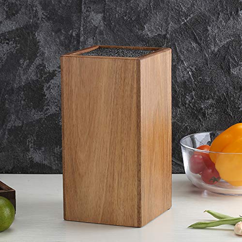 Acacia Wood Blade Holder with Bristles,Knife Holder, Large Capacity, Kitchen Household Multi-function Knife Storage and Placement Rack