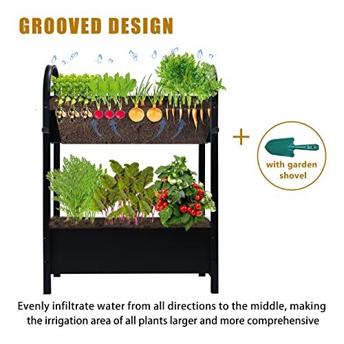 aboxoo Double Planter Raised Beds with Legs,Outdoor Metal Tall Planter Box Elevated Garden Bed for Vegetables Flower Herb Patio Backyard(22.6" L x 8.9" W x 31.5" H)