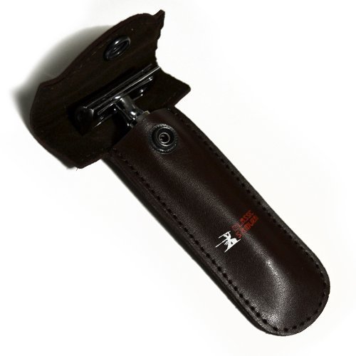 Classic Samurai CS-206 Heavy Duty "Barber Pole" Long Double Edge Safety Razor with Genuine Leather Shaving Travel/Protective Case and 5 Astra Superior Platinum Razor Blades