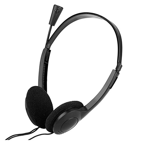 3.5mm Stereo Headset with Headphones and Noise Cancelling Microphone, Great for Pcs, Tablets, and Cell Phones in The Office, Classroom or Home