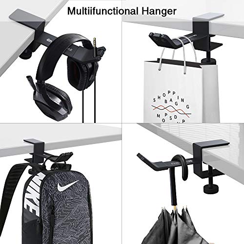 Headphone Headset Stand Holder, 6amLifestyle Universal Metal Gaming Headphones Hanger Mount Under Desk Hook Clip with Adjustable Clamp for All Headsets, Black(Patented)