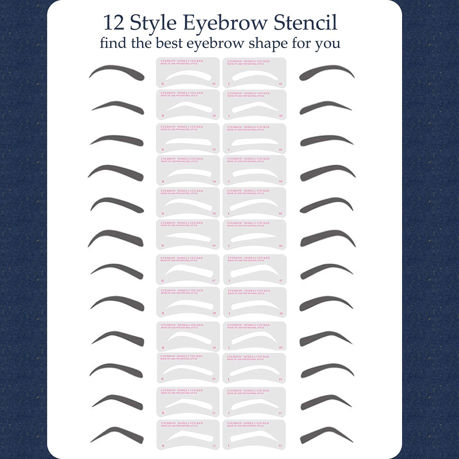 Eyebrow Stencil,Eyebrow Shaper Kit 24 Styles 3 Minutes Makeup Tools For Eyebrows Extremely Elaborate Reusable Eyebrow Template Eyebrow Gel Eyebrow Tint Dye Stencils for A Range Of Face Shapes