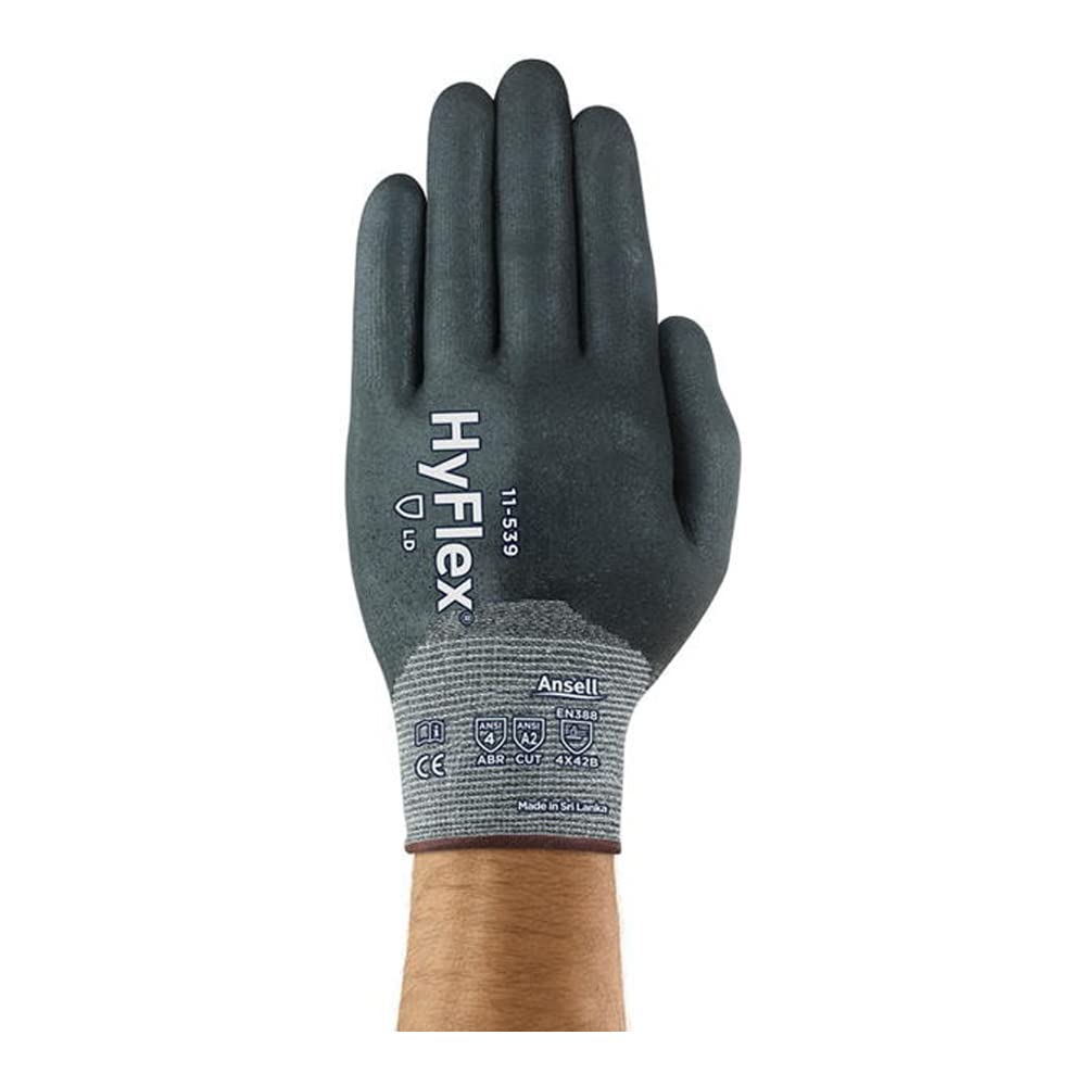 Ansell Healthcare 11539060 Series 11-539 HyFlex HPPE Glove, Full Coat with a Spandex Polyester Knitwrist, 18 Gauge, Size 6 (Pack of 144)