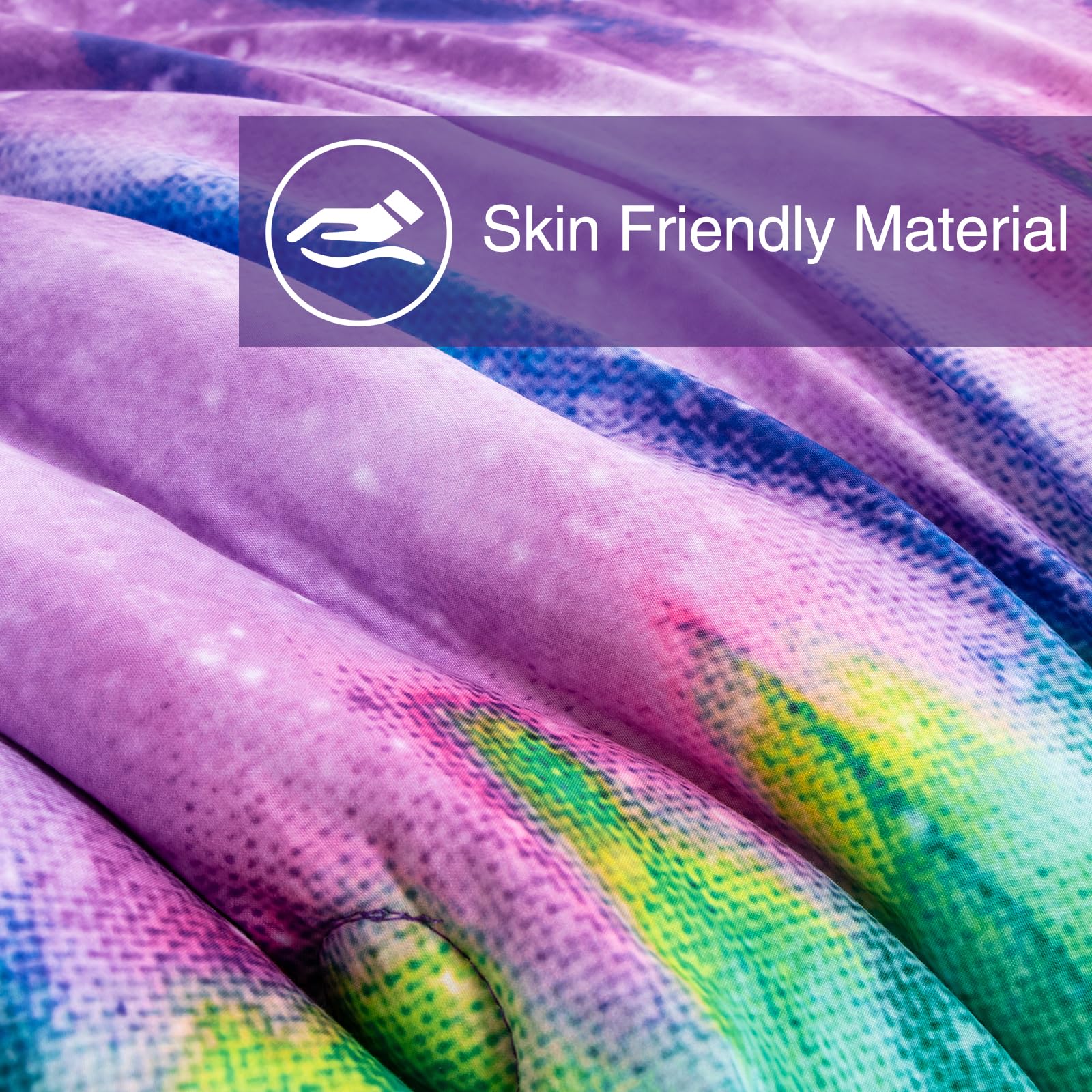 A Nice Night 6Pcs Bed in a Bag Bedding Set Tie Dye Galaxy Children Comforter Set, Psychedelic Swirl Pattern Colorful Boho, BoysGirls Quilt Sets,Purple,Full