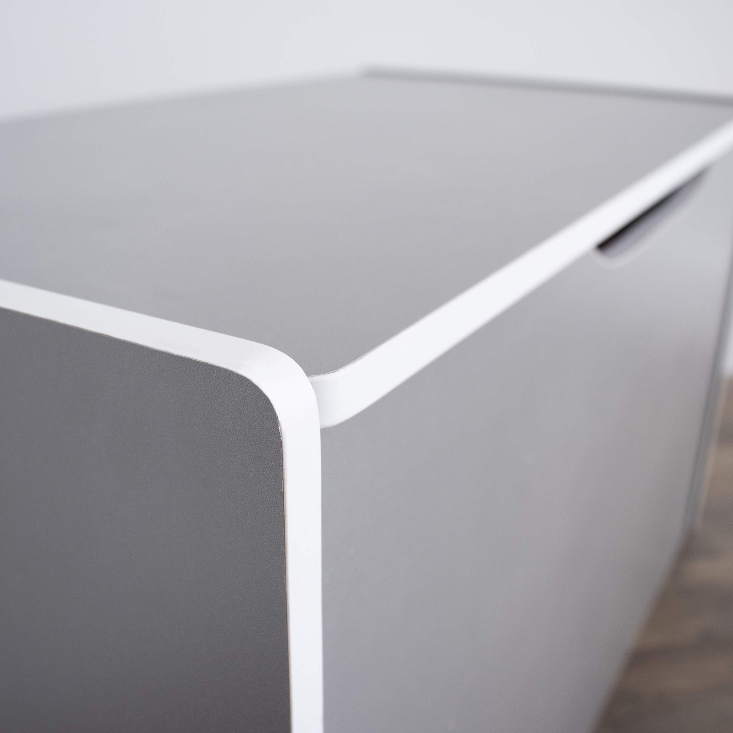 Humble Crew Storage Toy Box with Hinged Lid, Grey/White