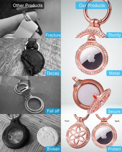 Airtag Holder,Metal Badge Rhinestone Airtag Key Chain,Diamonds Shine Air Tag.Holder Keychain,Air Tag Key Chain Compatible Apple Air tag