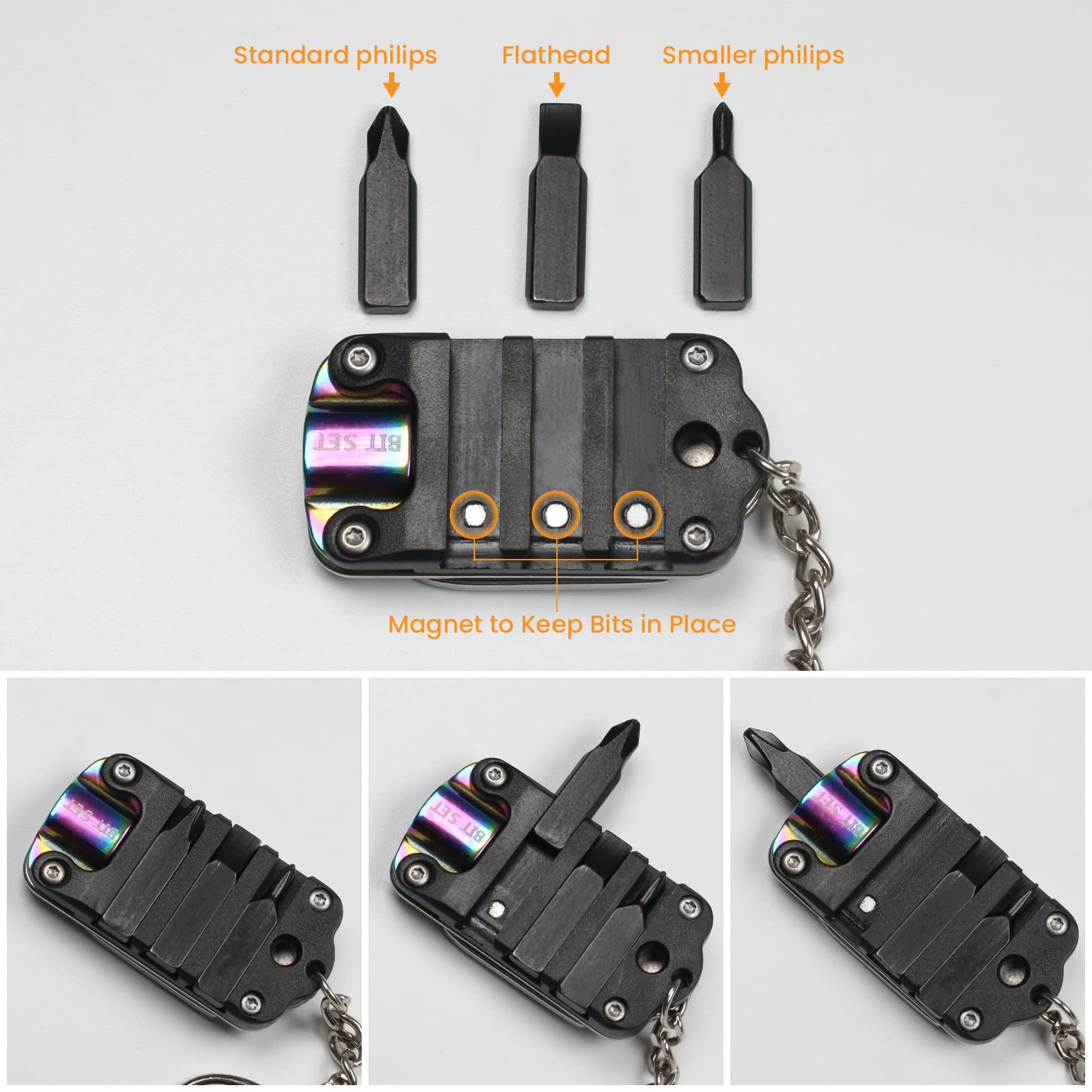 2 Pack Small Pocket Knife with Keychain, 1.2 Inch Blade, Barrysail Mini EDC Tool with Screwdriver Bits