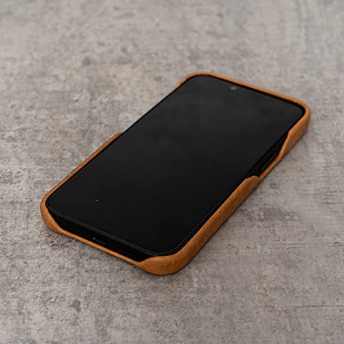Porter Riley - Leather Case for iPhone 12 Mini (5.4"). Premium Genuine Leather Slimline Back Case (Tan)