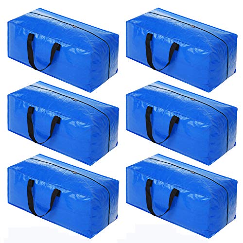 Acnusik 6 Pack Heavy Duty Moving Bags Extra Large Storage Bags, XL Moving Totes Cloth Storage Bags with Zippers Backpack for Clothing Storage, College Moving，Compatible with IKEA Frakta Hand Cart