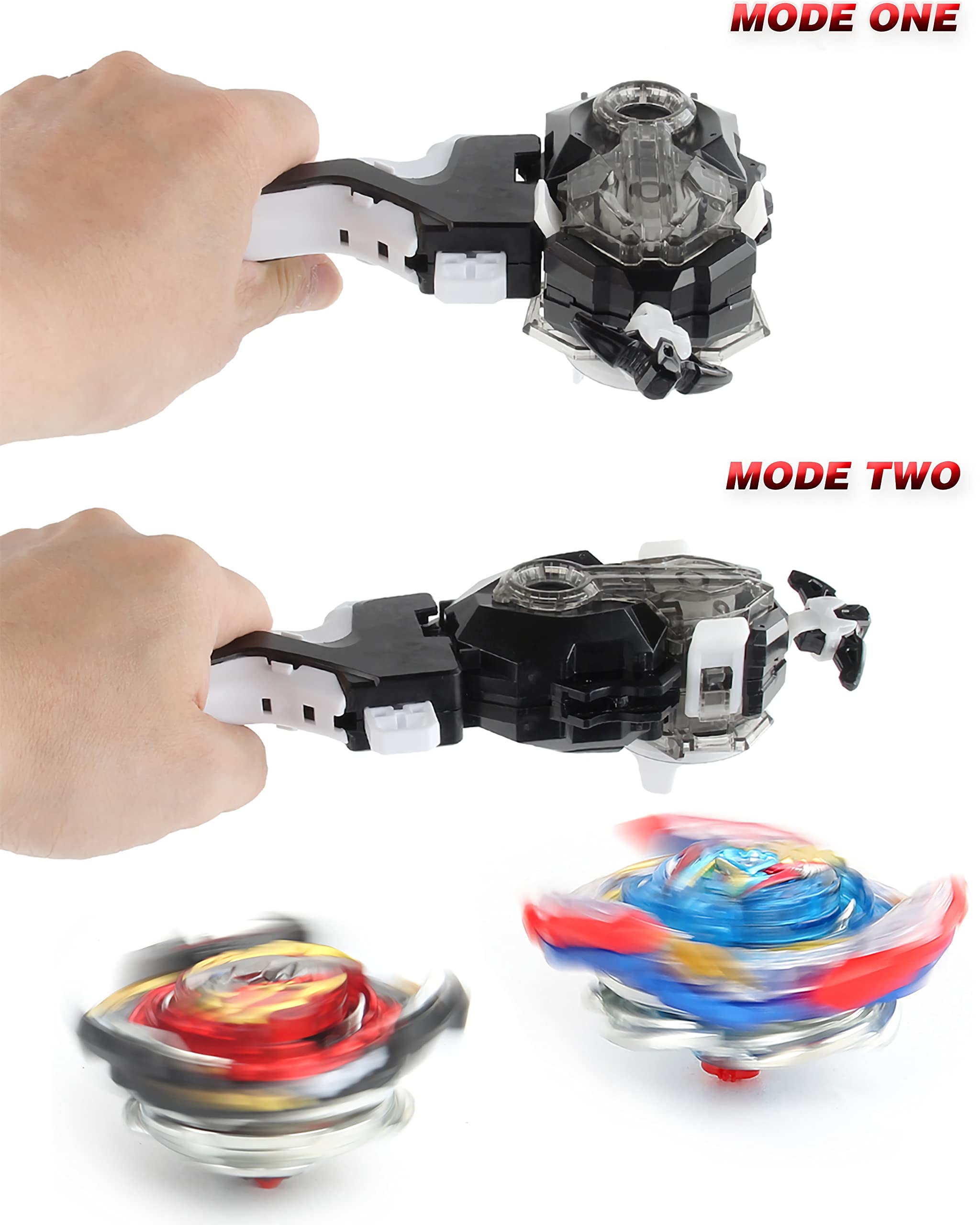 Bey Battling Tops Burst Launcher and Grip, Custom Bay Blade Launcher LR Left Right Spin DB Layer System Compatible with All Bey Burst Series (White)