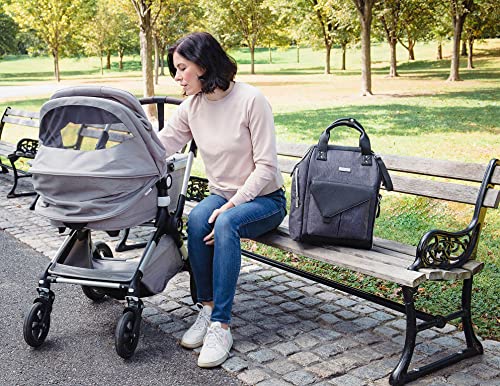 Baby Brezza Lucia Baby Diaper Bag Backpack and Tote β Carry How You Choose β Spacious but Compact Design with 12 Pockets and Slide Out Diaper Caddy, Graphite