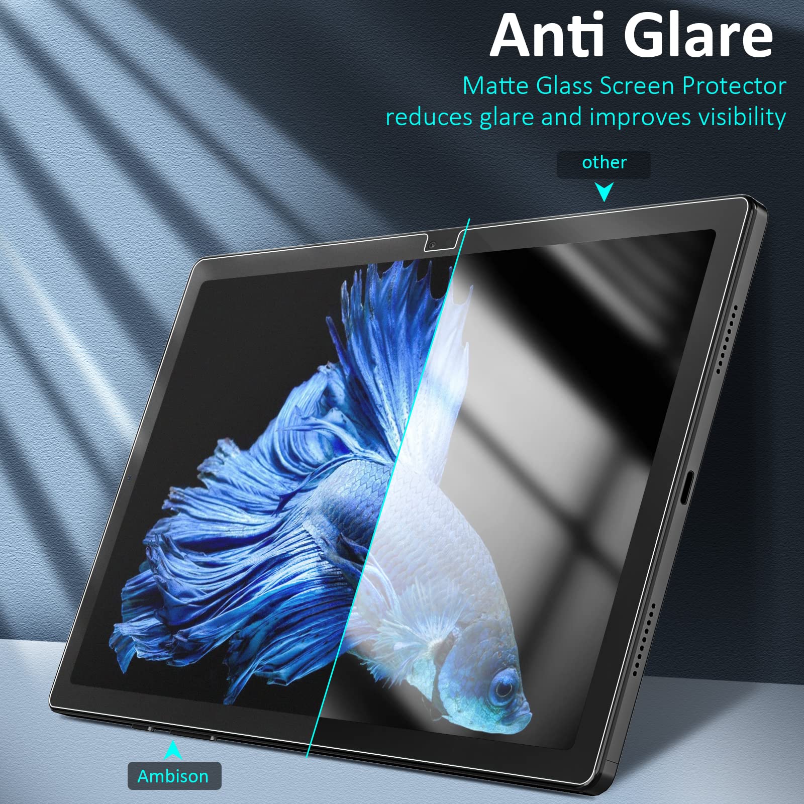 Ambison [2-Pack Matte Glass Screen Protector Compatible with Samsung Galaxy Tab A8 (10.5 inch 2022 Released), Anti-Glare & Fingerprints/Tempered Glass/Bubble Free, Tablet A8 Model-SM-X200/X205/X207