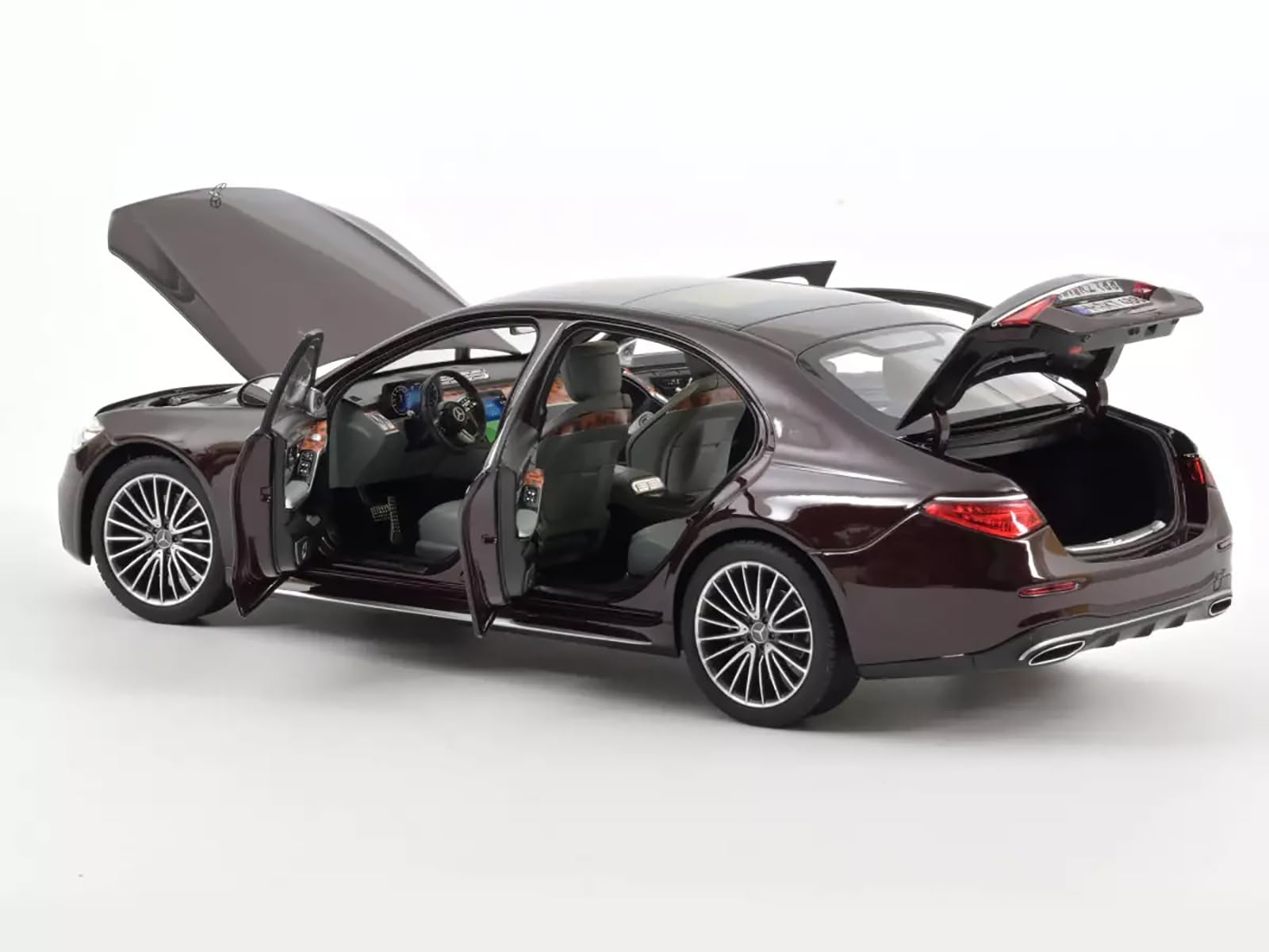 2021 S-Class AMG-Line Dark Red Metallic 1/18 Diecast Model Car by Norev 183804