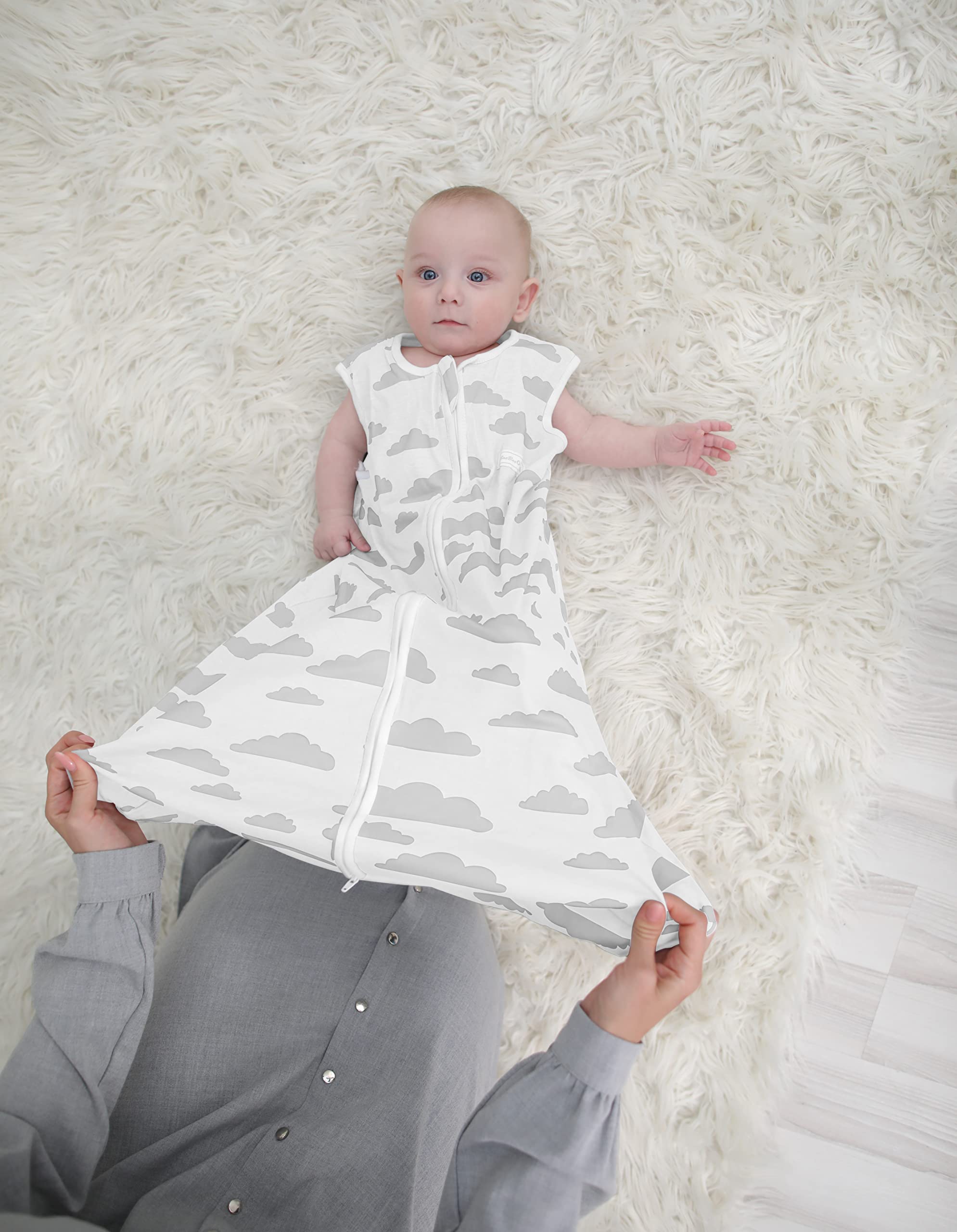 Baby Sleeping Bag Sack – Infant Sleeping Bags – 3 Pack - Pure Cotton Unisex Zip Up Wearable Blanket for Sleeping Boys & Girls (Grey Plaid, 6-12 Months)