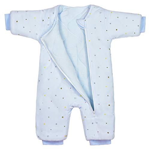 BBTKCARE Sleep Sack - Cotton Wearable Blanket，Warm Baby Pajamas for Toddler 6-9 Month-Blue