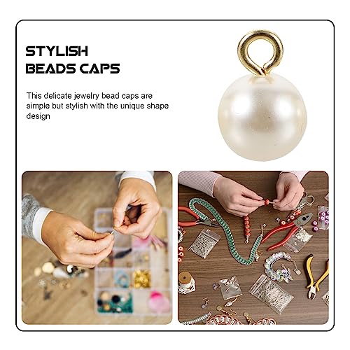EXCEART 100pcs Faux Pearl Beads 10mm Peal Pendant Charms for Dangle Earrings Necklace Bracelet DIY Jewelry Making Accessories