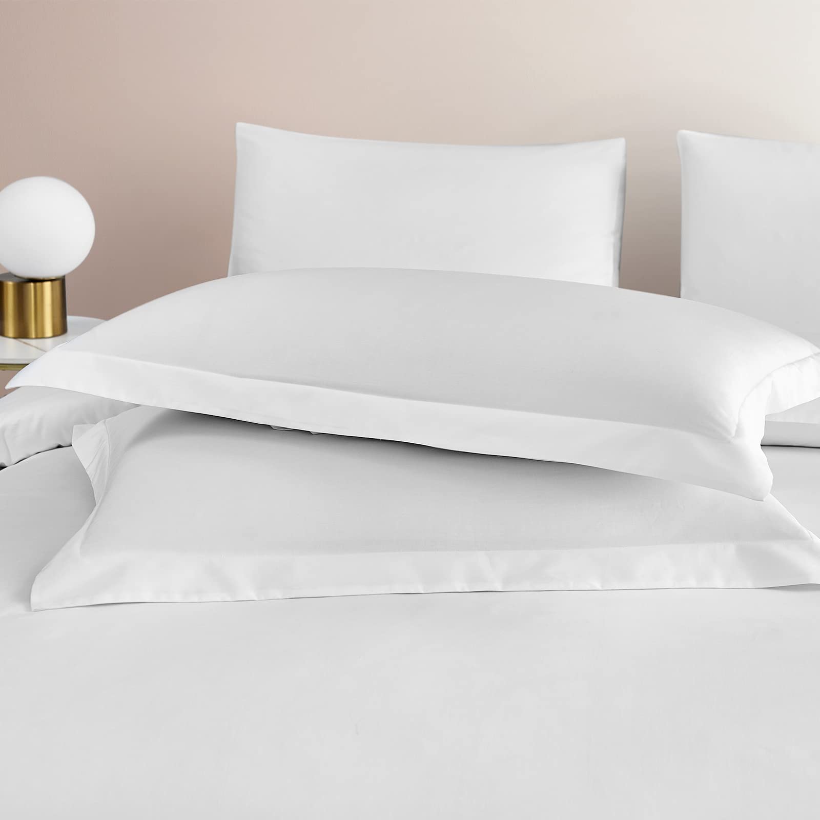 ACCURATEX Duvet Cover Set Queen Size White, 400TC Long Staple Cotton, Sateen Weave Percale Luxe Comforter Cover with Zipper Closure&Corner Ties, 3 Pcs Hotel Duvet Cover with Pillow Shams