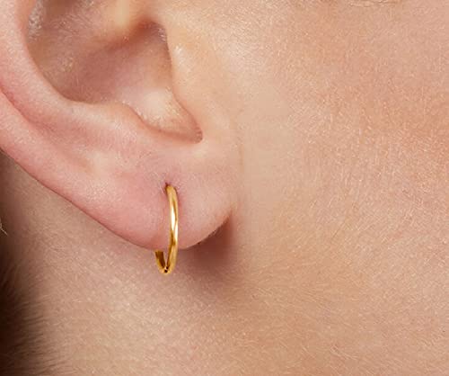 24K Gold Plated On 925 Sterling Silver Hoop Earrings - Small Thin Handcrafted