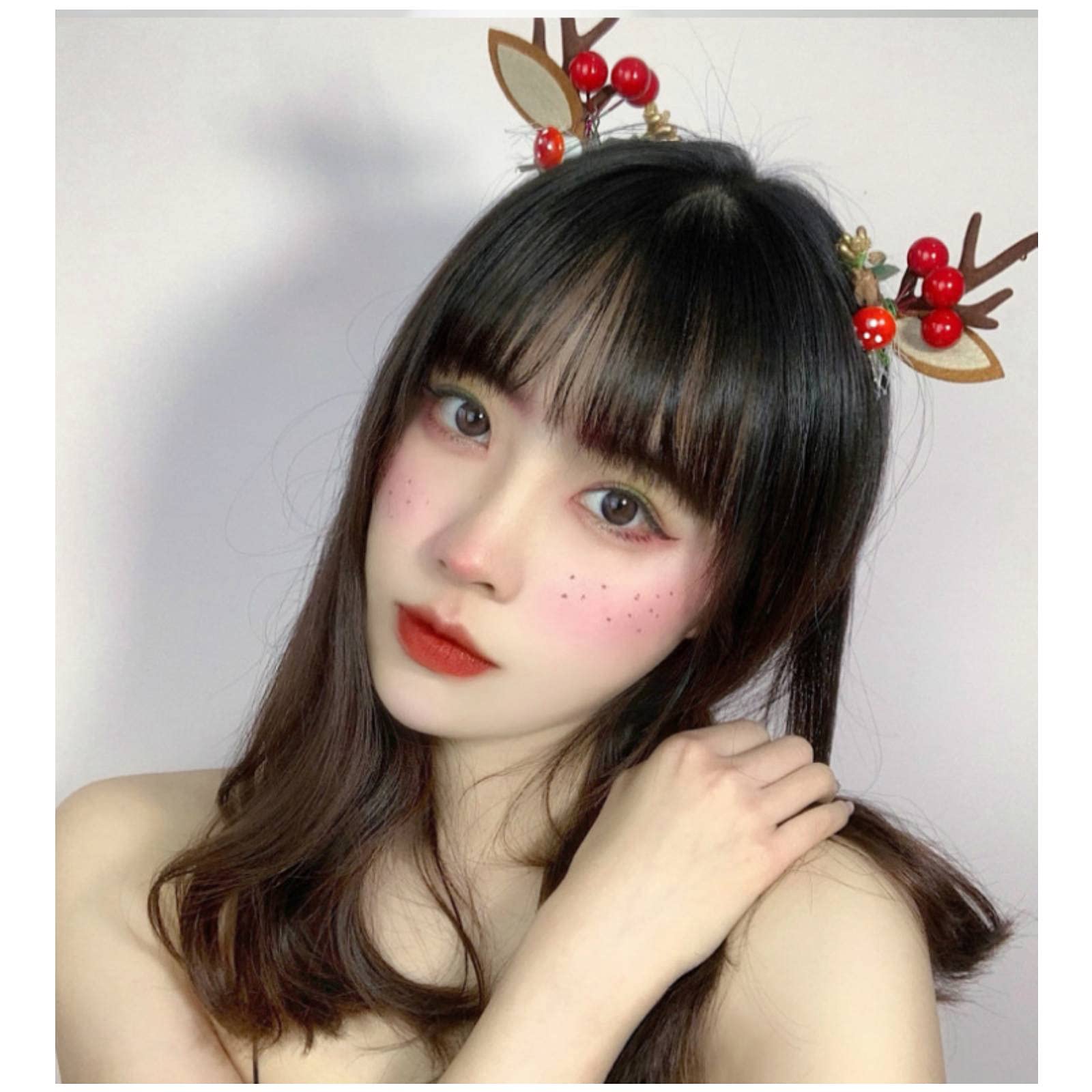 WILLBOND Bangs Halloween Hair Clip in Bangs 100% human hair Curved Wispy Bangs with Temples Hairpieces for Women Clip on Air Bangs Hair Extension for Daily Wear(Deep Brown)