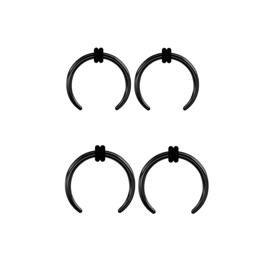 2 Pairs Acrylic Black Tapers and 316L Steel Black Anodized Tunnels Ear Stretching Kit gauges Gauging 1G/7MM - 1/2"(12MM)