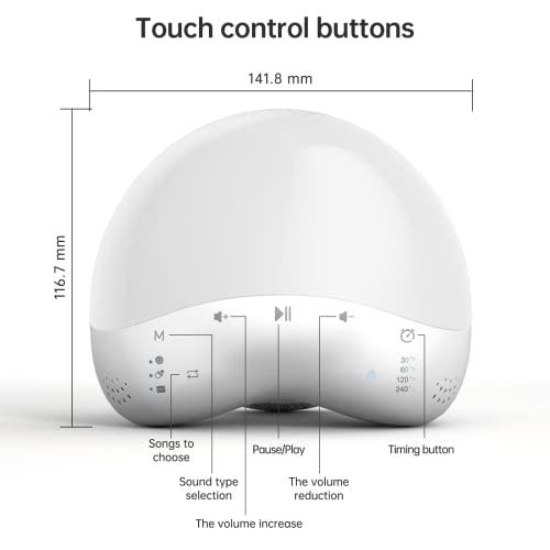 Baby Sound Machine Nursery Night Light White Noise Machine 25 Soothing Sounds Sleep Machine RGB Color Changing APP & Voice Control with Alexa Portable Lamp Timer Noise Machine Baby/Adults White