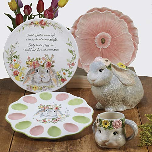 Certified International Sweet Bunny 2-Tier Server with Metal Rack, 7" & 9" Diameters, Multicolored