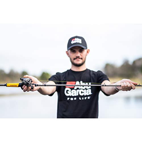 Abu Garcia 7β Jordan Lee Fishing Rod and Reel Baitcast Combo, 5 +1 Ball Bearings with Lightweight Graphite Frame & Sideplates, Durable Construction,Yellow/Grey